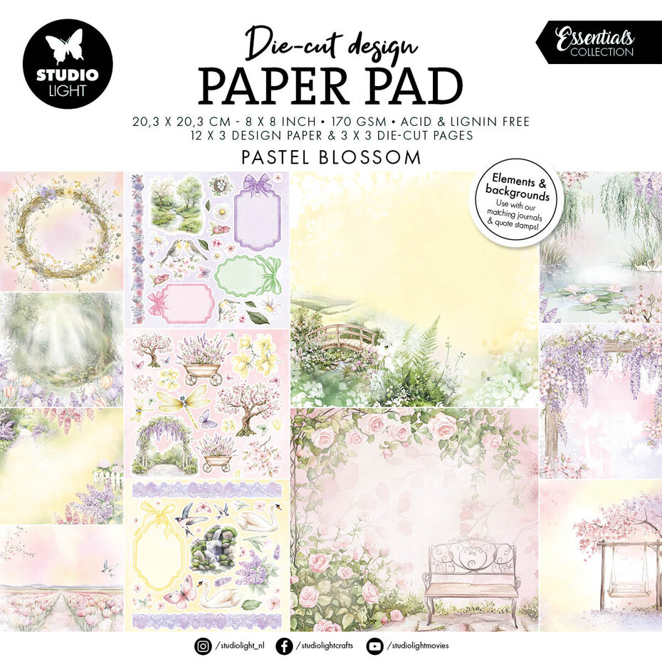 Pastel Blossom Die-cut Designer Paper Pad (SL-ES-DCPP424) - Craftlines B.V.