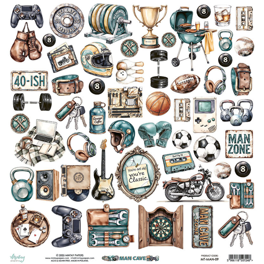 Man Cave 12x12 Inch Paper Elements (MT-MAN-09) - Craftlines B.V.