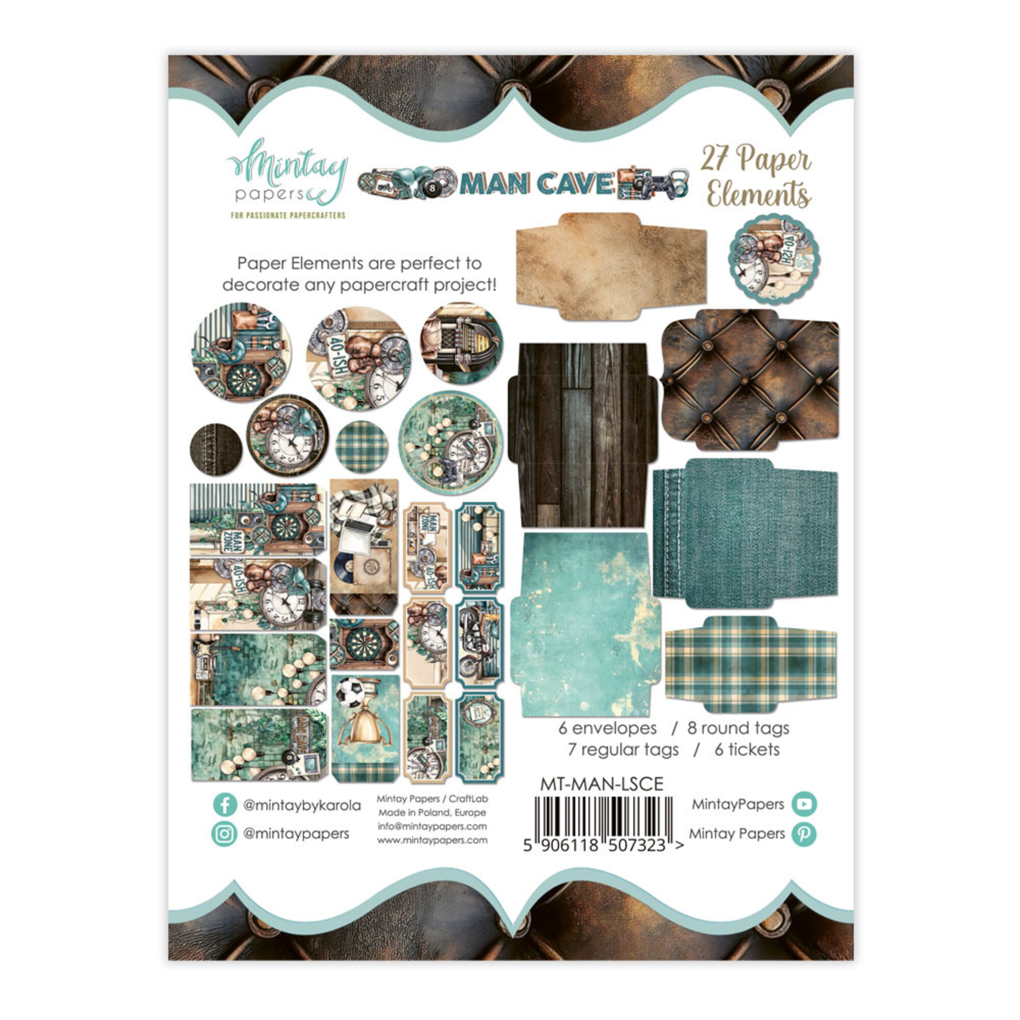 Man Cave Paper Elements (27pcs) (MT-MAN-LSCE) - Craftlines B.V.