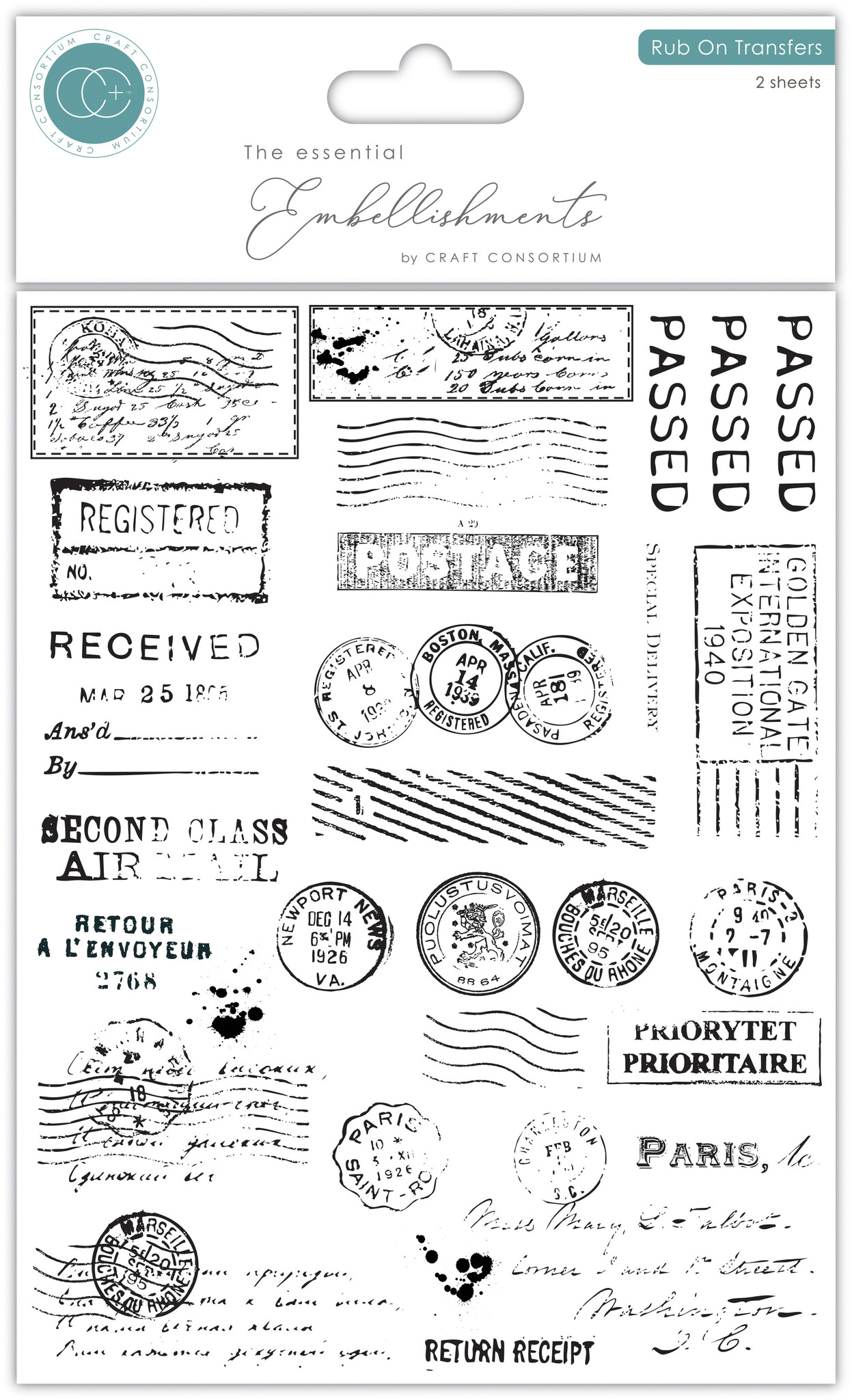 The Collector Rub on Transfers Postage (2pcs) (CERUBT001) - Craftlines B.V.