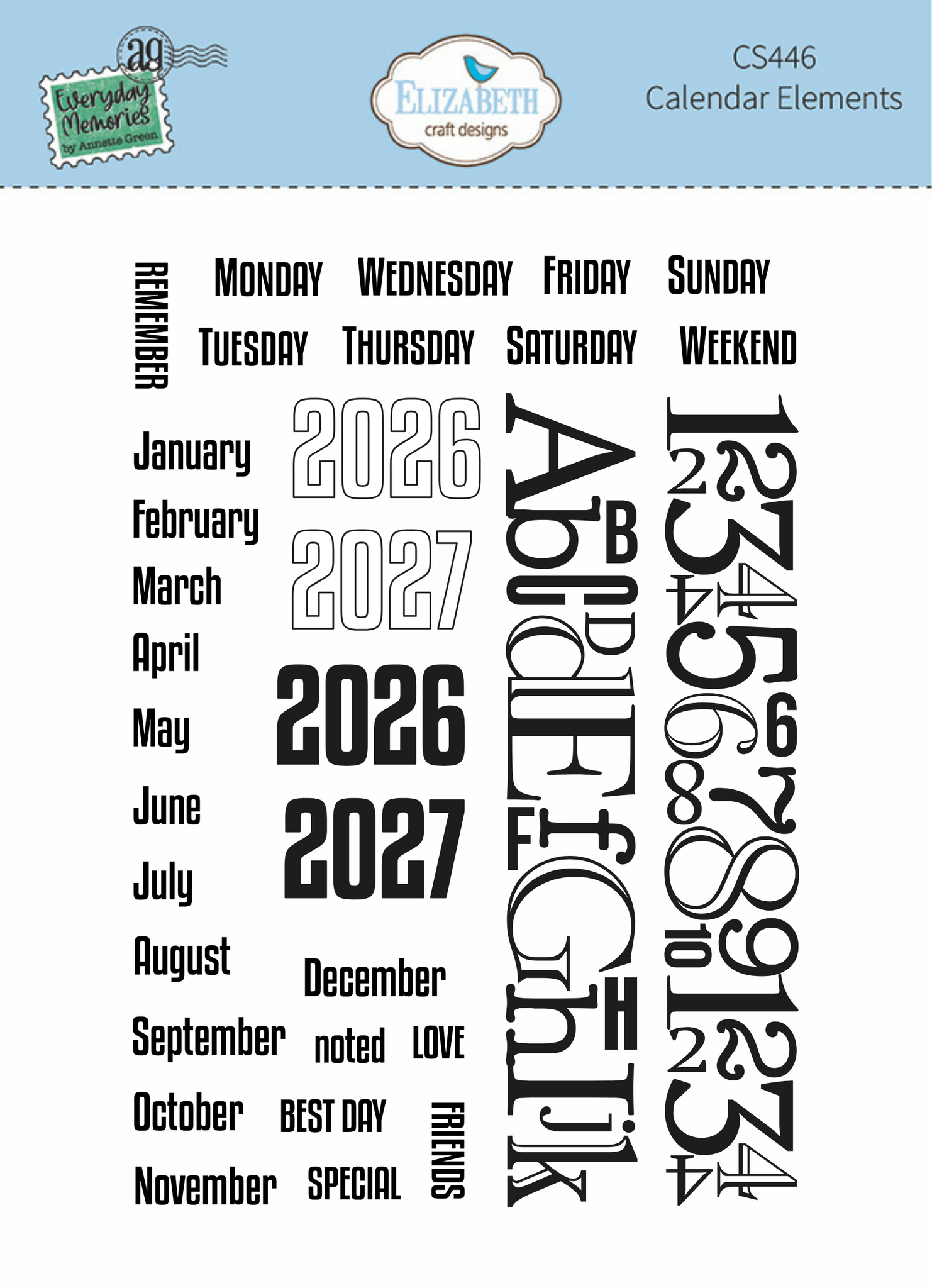 Delightful Discovery Stamps Calendar Elements (CS446) - Craftlines B.V.