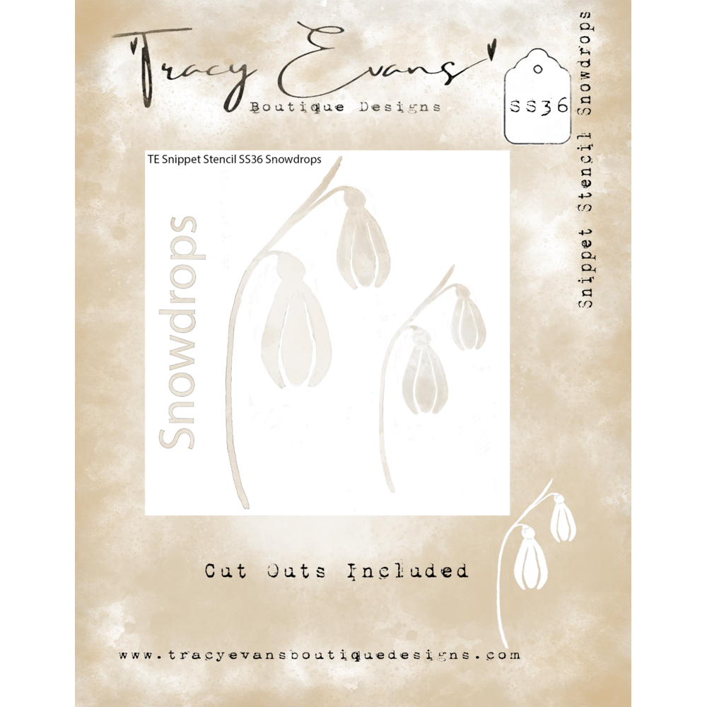 Snowdrops 4x4 Inch Snippet Stencil (SS036) - Craftlines B.V.