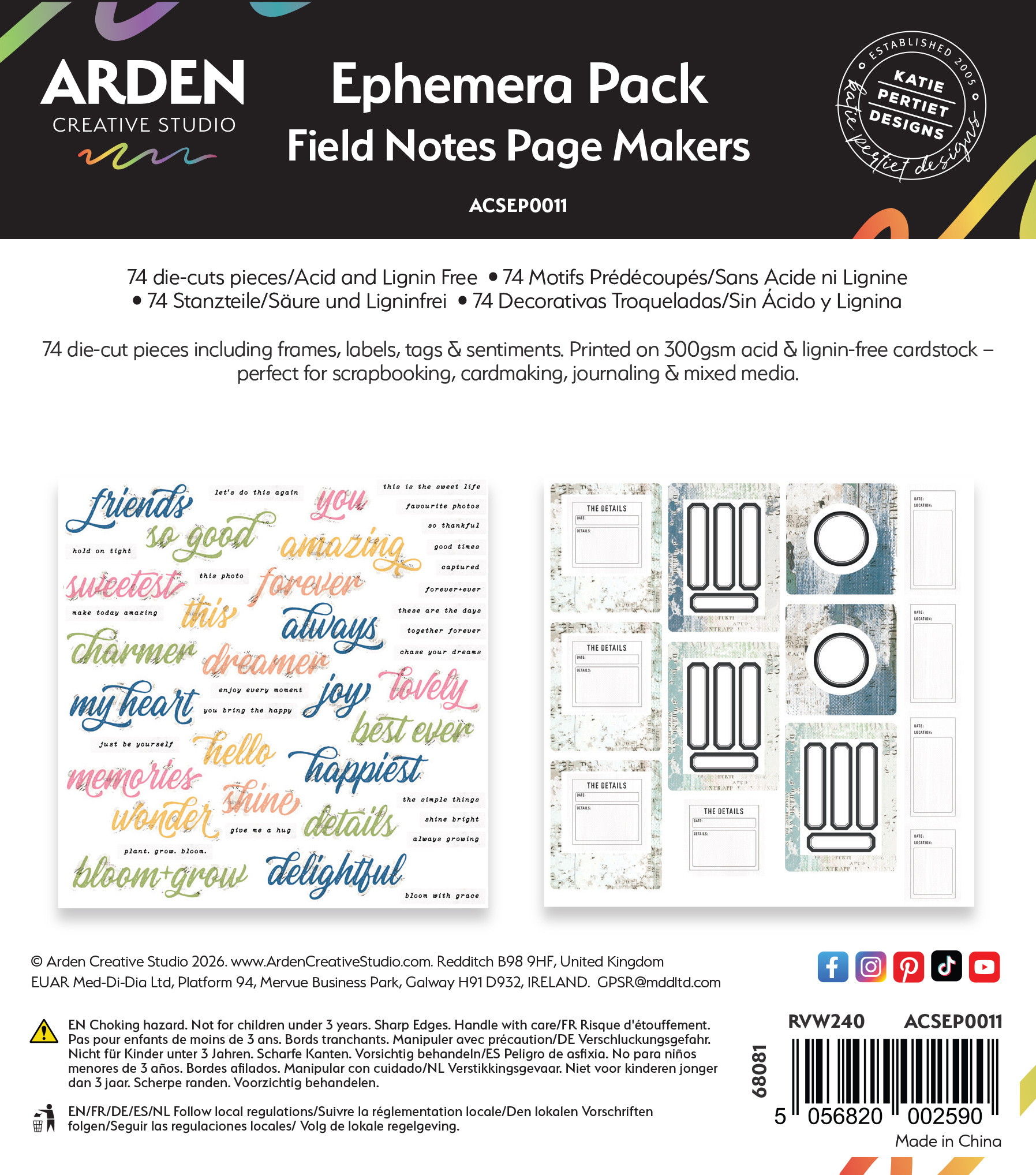 Field Notes Page Makers Ephemera Pack (74pcs) (ACSEP0011) - Craftlines B.V.