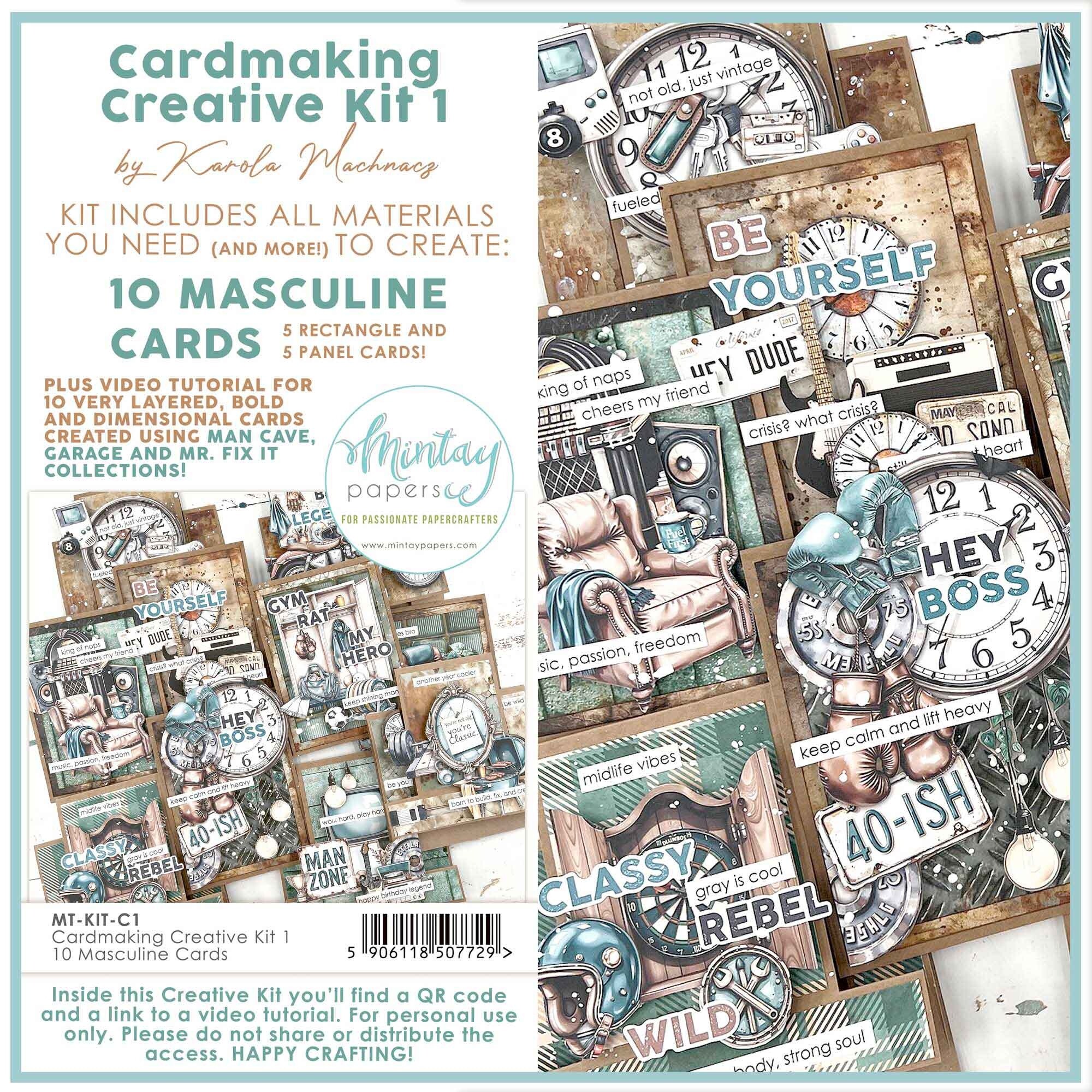 Creative Kit 1 Cardmaking 10 Masculine Cards (MT-KIT-C1) - Craftlines B.V.