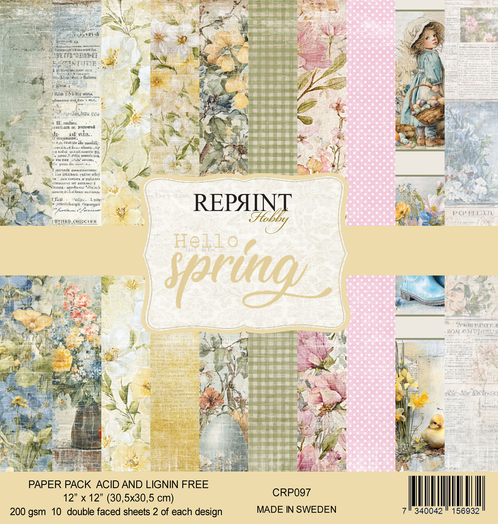 Hello Spring 12x12 Inch Paper Pack (CRP097) - Craftlines B.V.