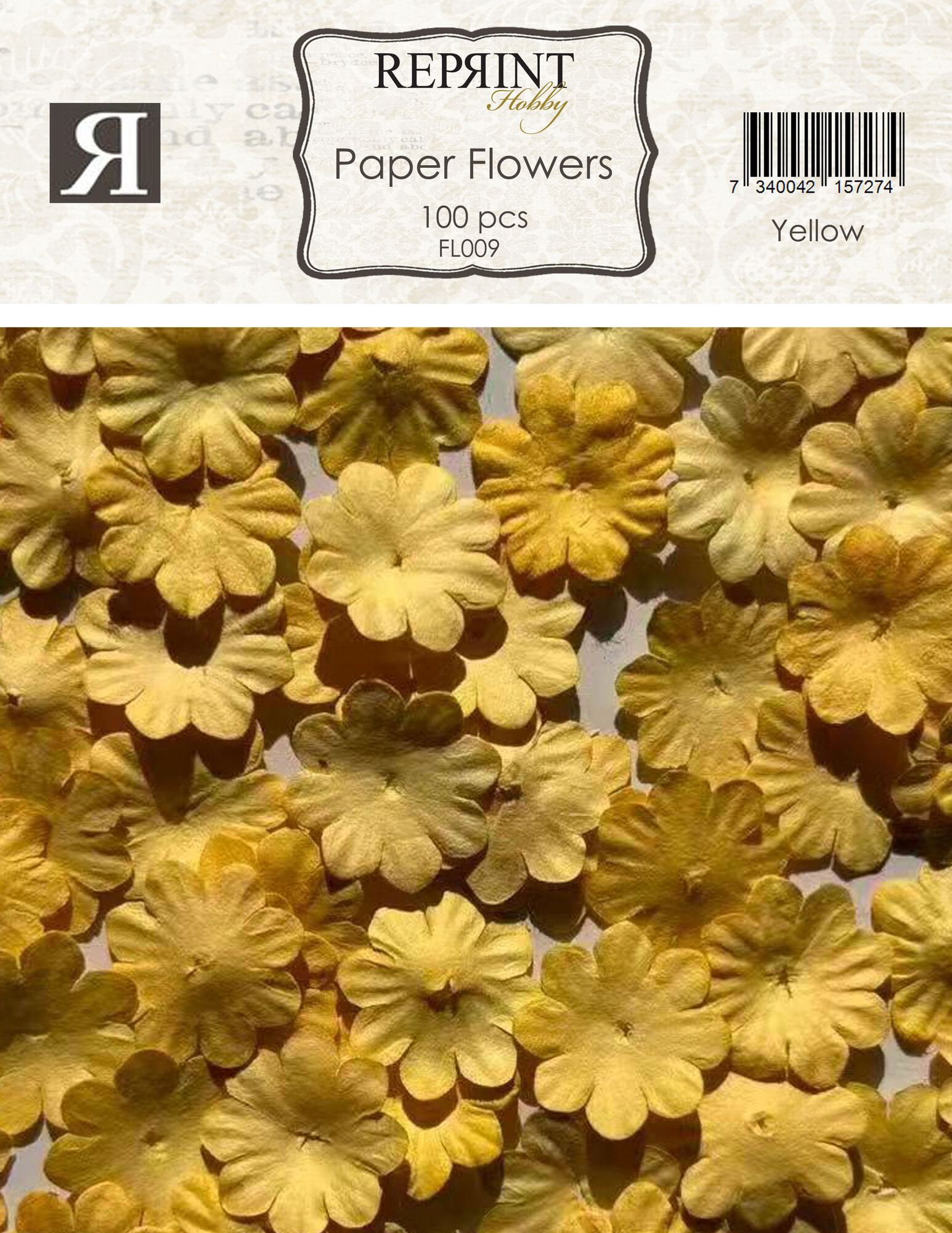 Paper Flowers Yellow (100pcs) (FL009) - Craftlines B.V.
