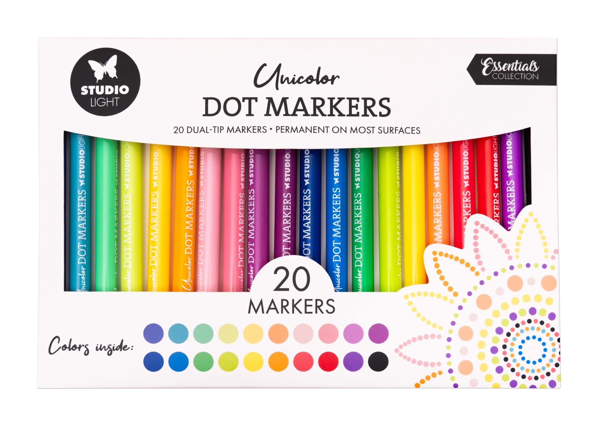Dot Markers Unicolor (20pcs) (SL-CO-MARK63) - Craftlines B.V.