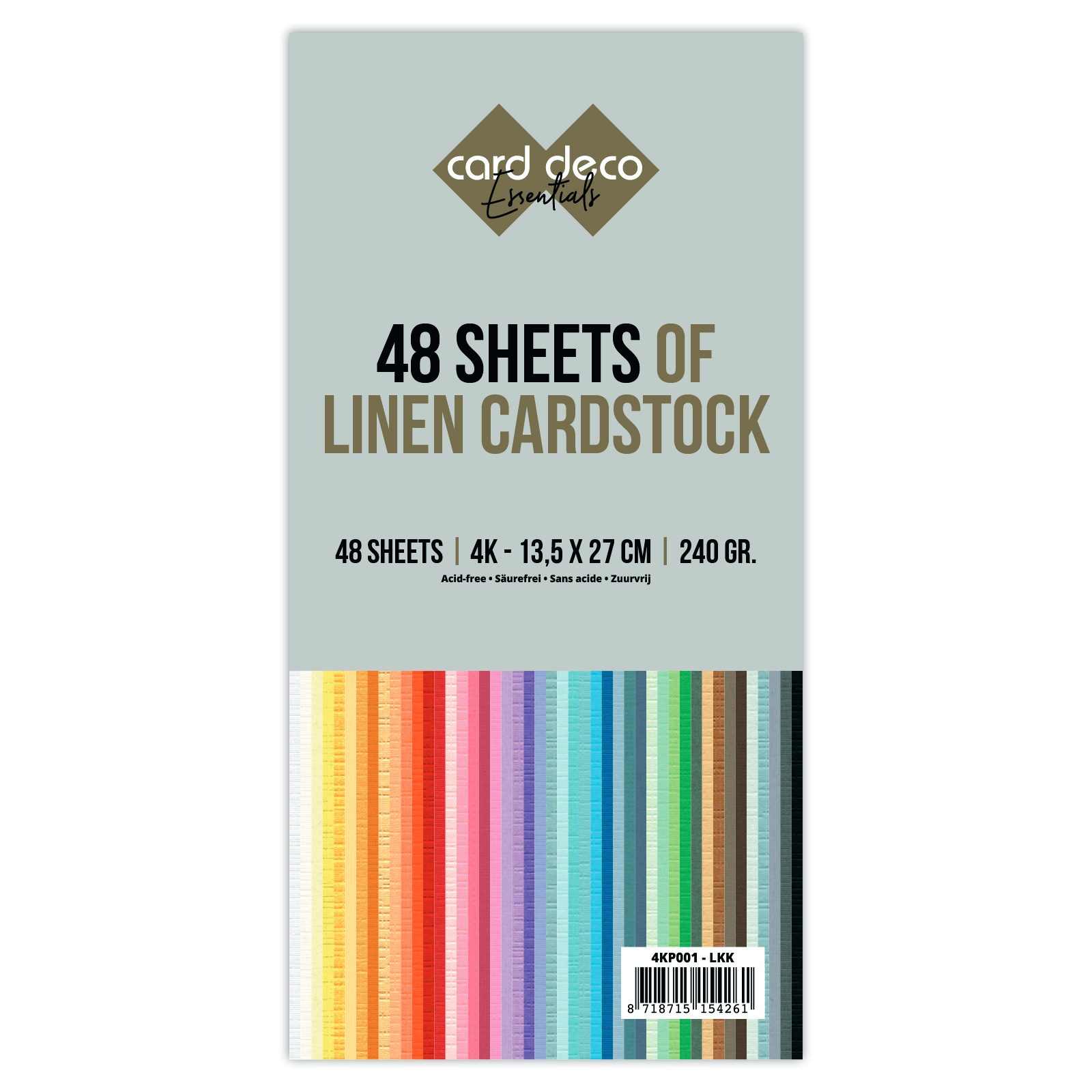 Linen Cardstock 4K Jumbo Pack (48pcs) (4KP001-LKK) - Craftlines B.V.