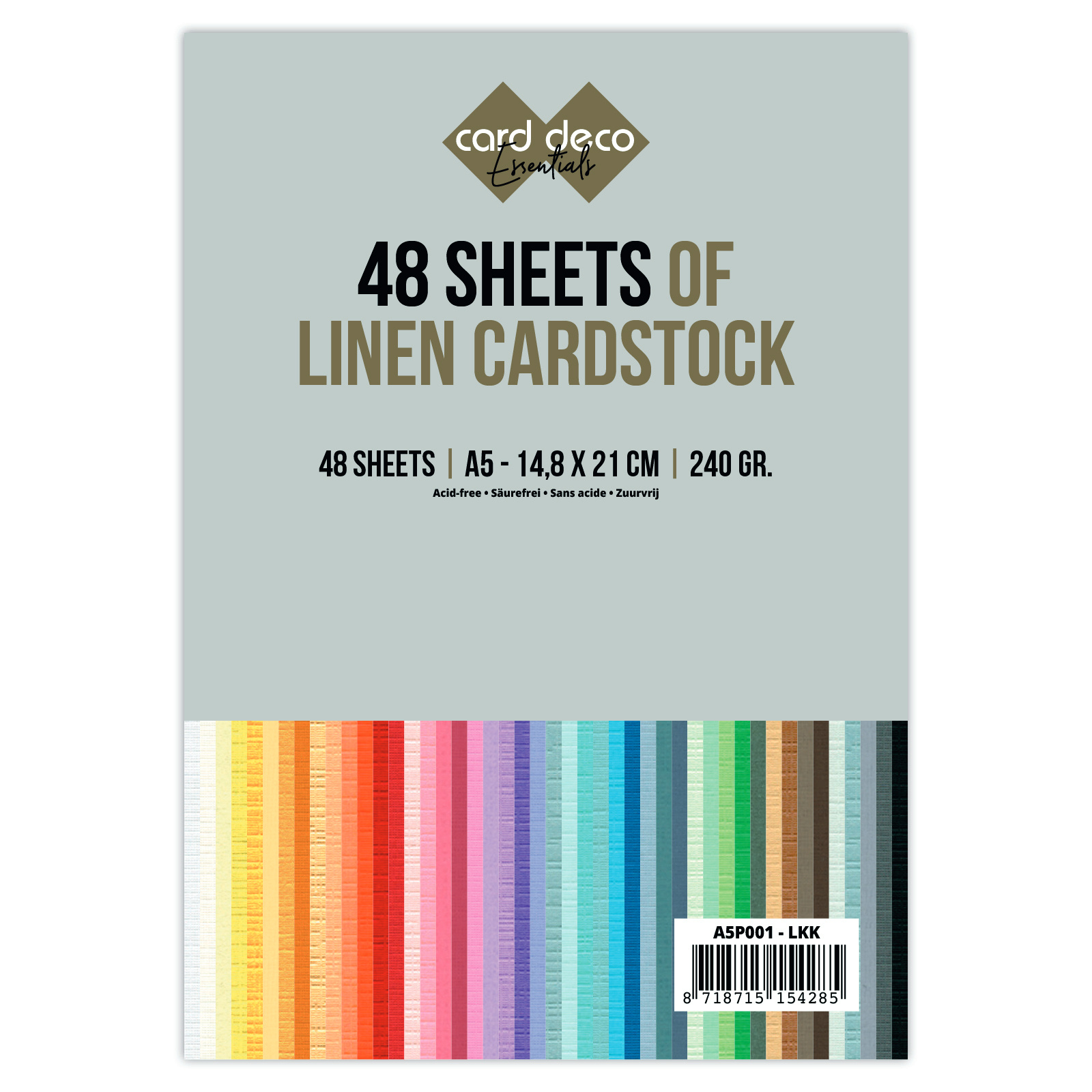 Linen Cardstock A5 Jumbo Pack (48pcs) (A5P001-LKK) - Craftlines B.V.