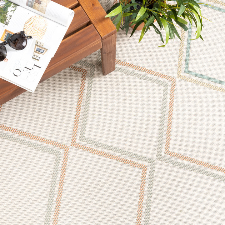 Modern buitenkleed - Playa Pattern Creme | Kleurvast! - Volero