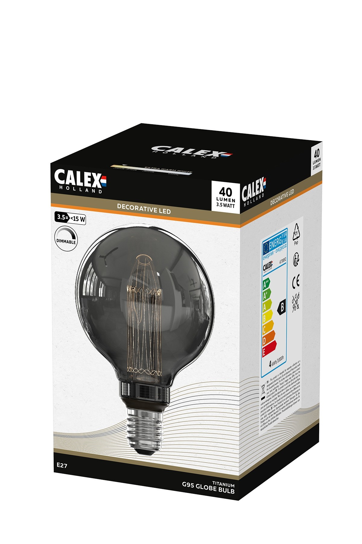 Calex LED Glasfiber Globe lamp G95 | ET48 - ET48.com