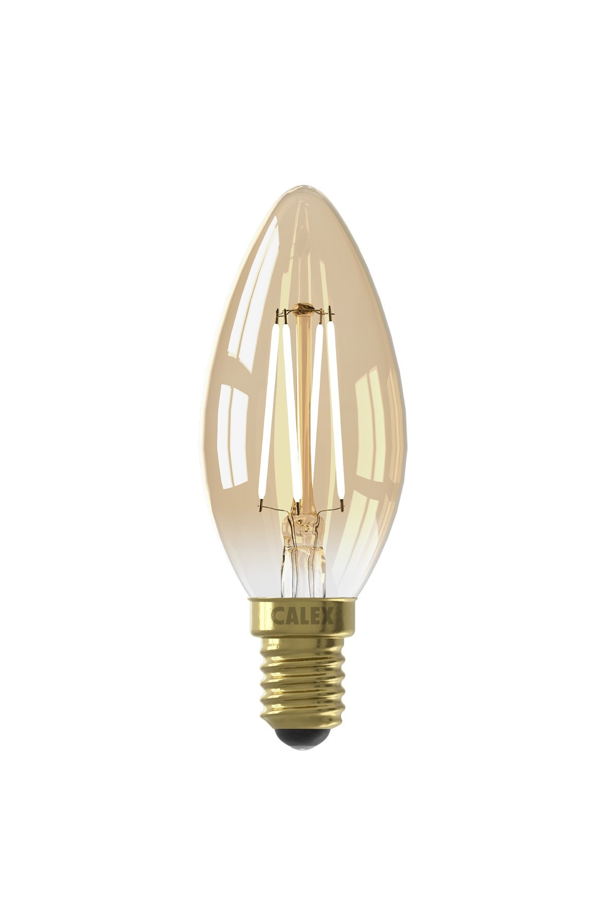 Calex Calex Candle B35 Gold Straight Filament 220-240V 3.5W 2100K Dimmable - ET48.com