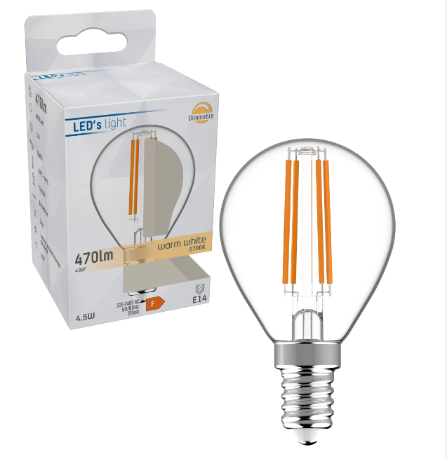 ProDim LED Filament Lamp E14 - Clear - Dimmable warm white light - G45 ...
