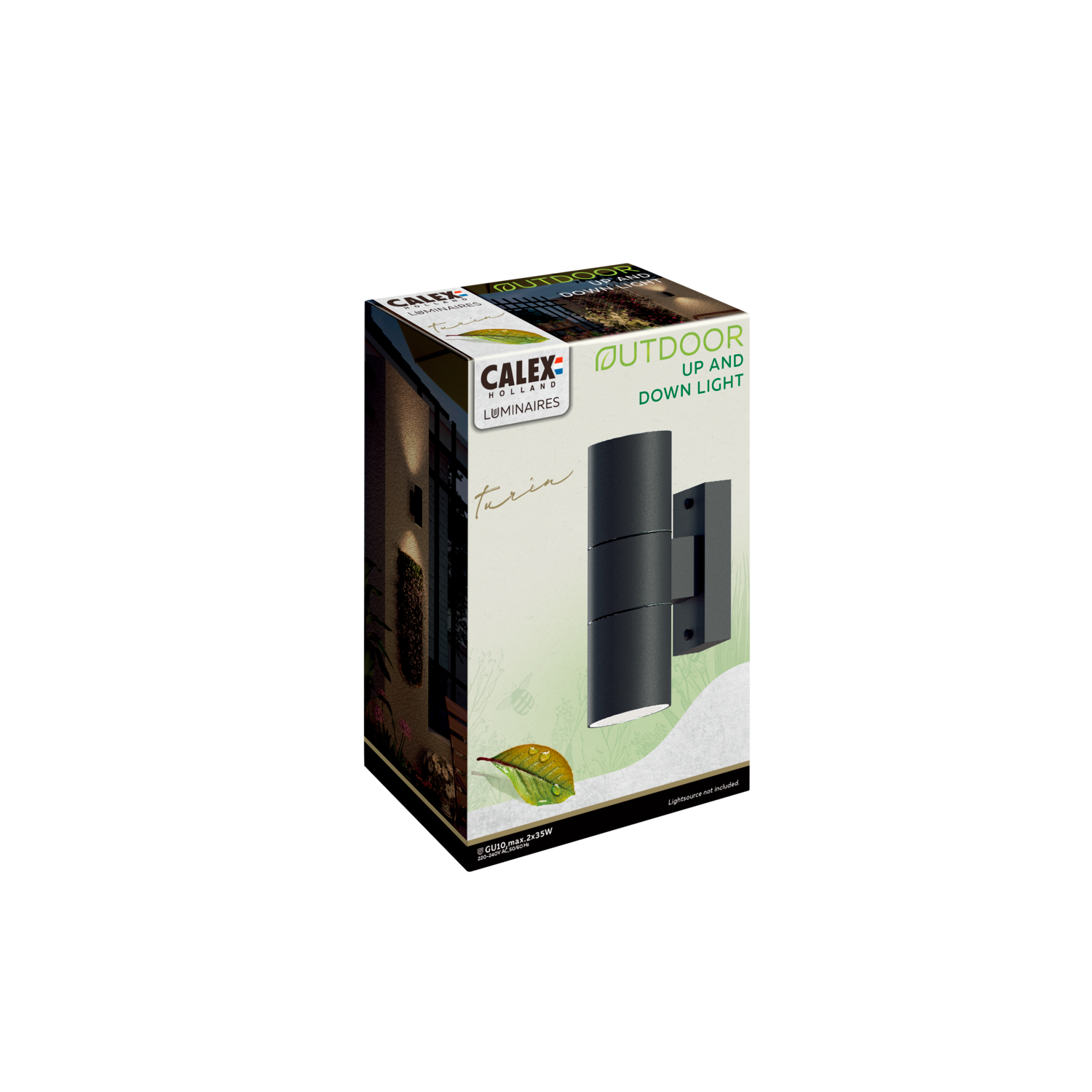 Calex LED Wall Light Stainless Steel - Up & Down - 2x GU10 - Black ...