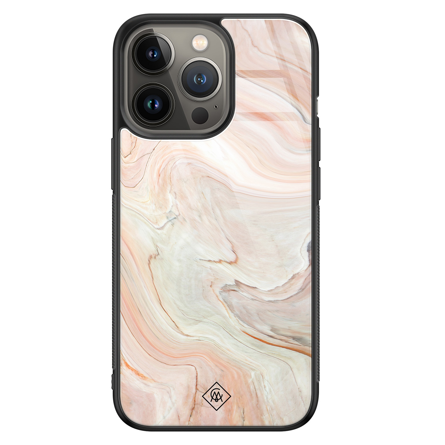 iPhone 13 Pro glazen hardcase - Marmer waves - Casimoda.nl