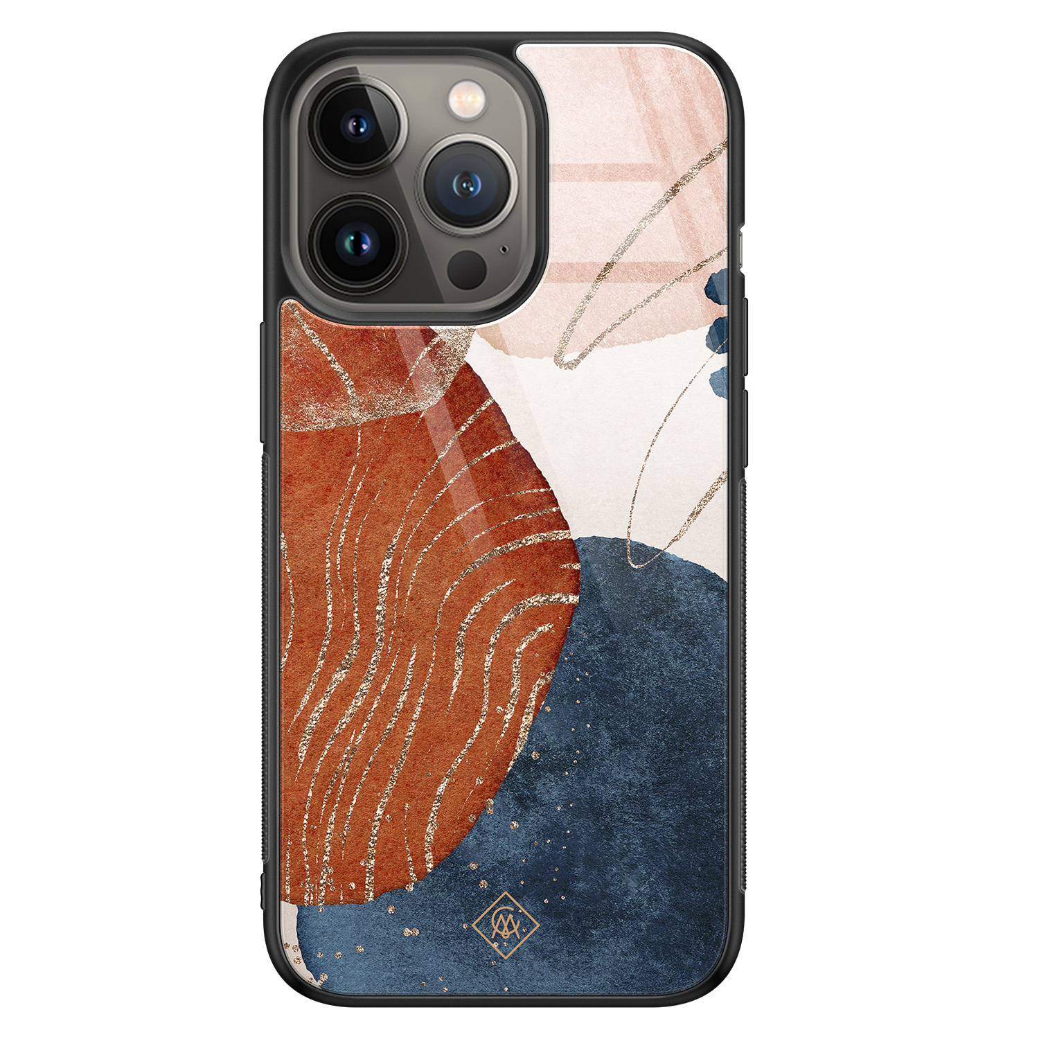 iPhone 13 Pro glazen hardcase - Abstract terracotta - Casimoda.nl