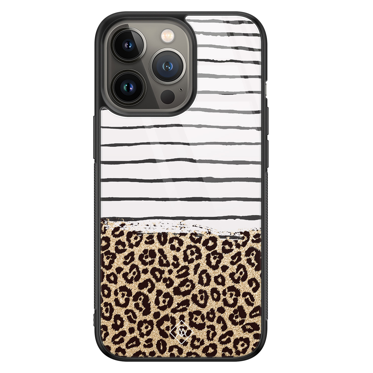 iPhone 13 Pro glazen hardcase - Leopard lines - Casimoda.nl