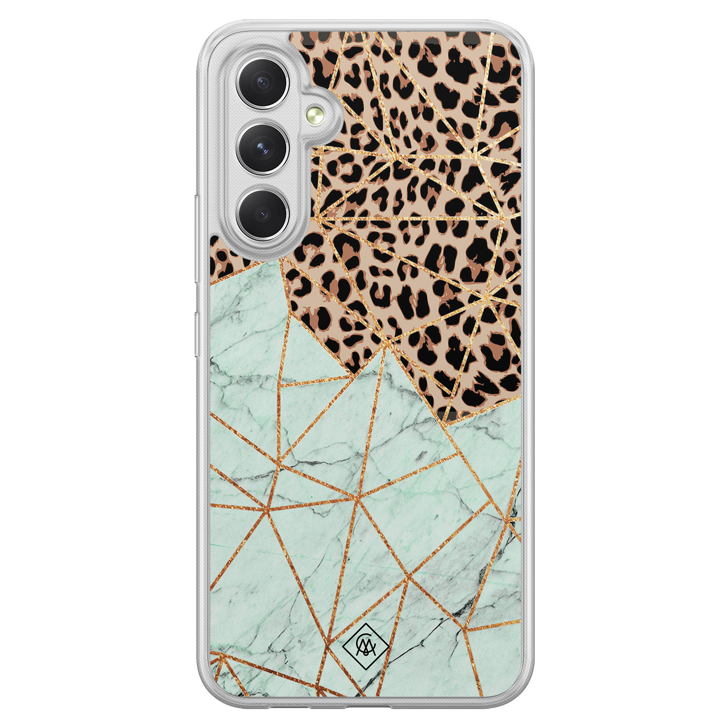 Samsung Galaxy A54 hybride hoesje - Luipaard marmer mint - Casimoda.nl