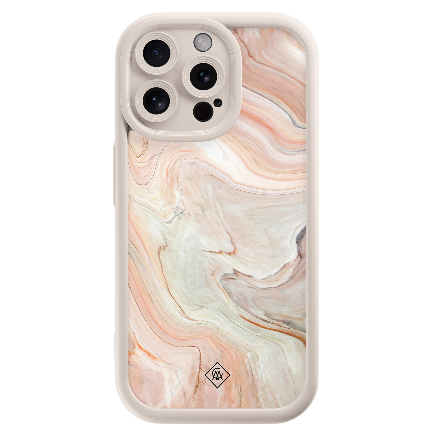 iPhone 15 Pro Max beige case - Marmer waves - Casimoda.nl