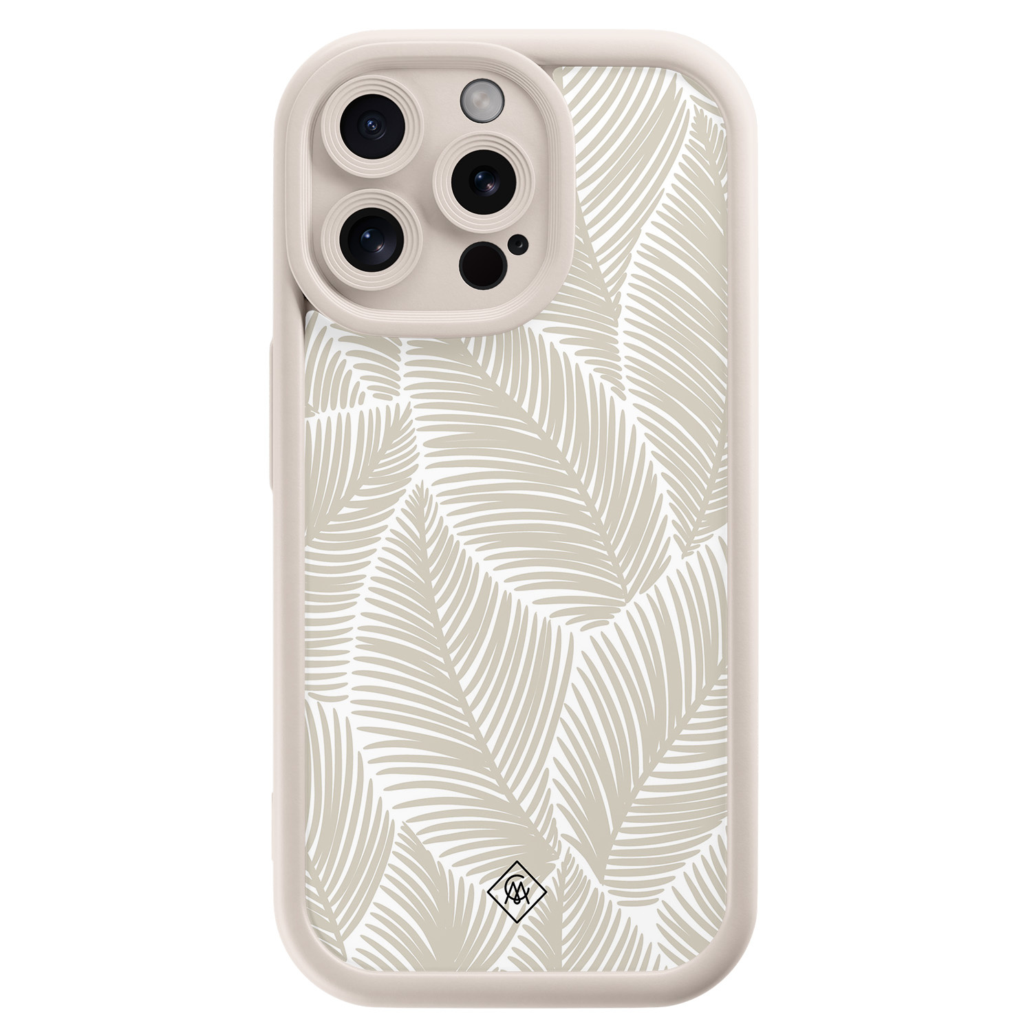 iPhone 15 Pro Max beige case - Palmy leaves beige - Casimoda.nl
