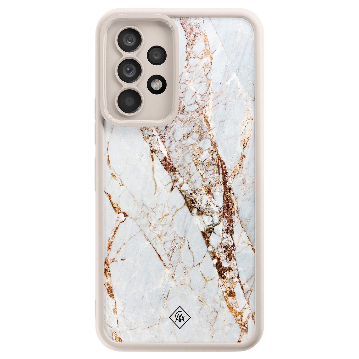 Samsung Galaxy A52(s) beige siliconen case - Marmer goud - Casimoda.nl