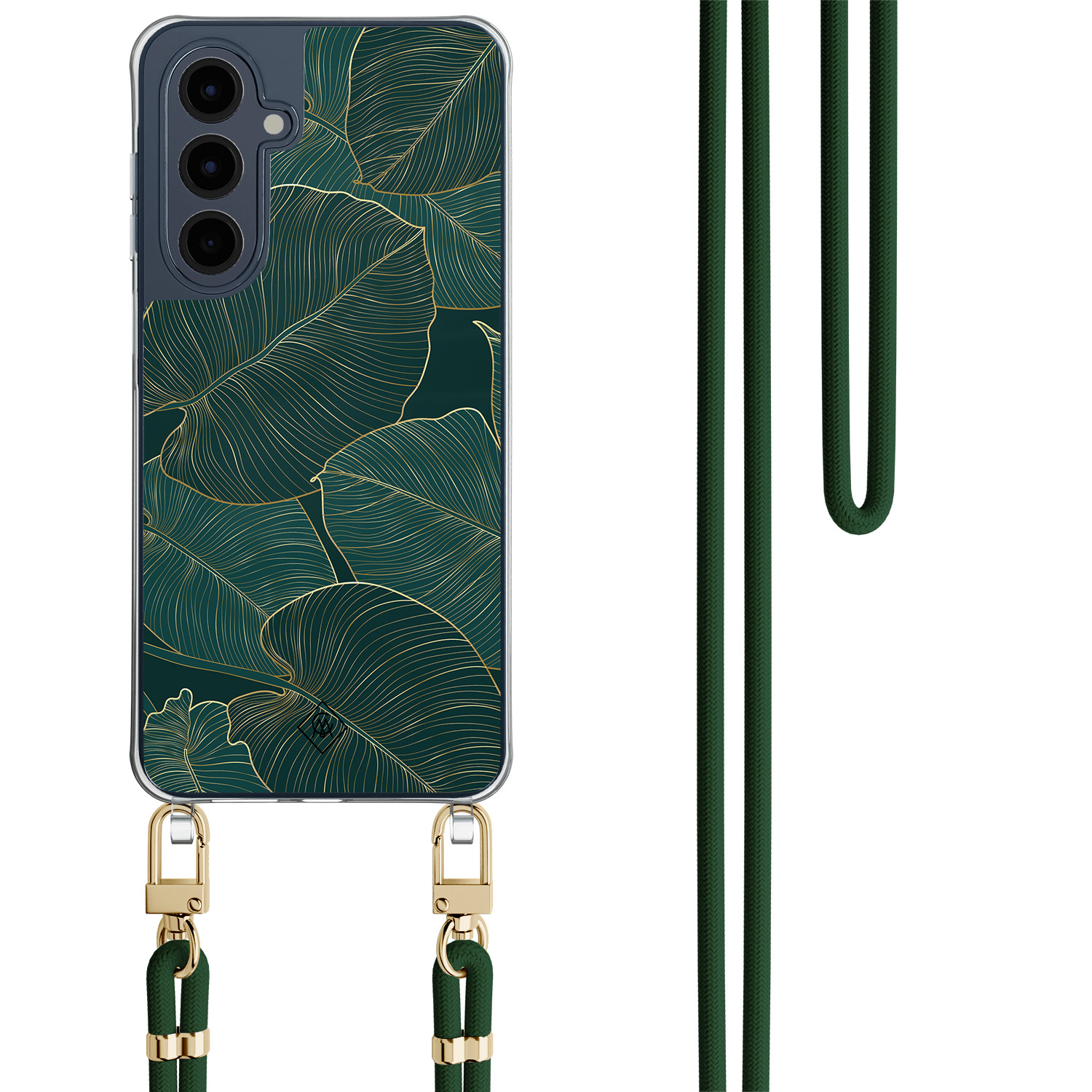 Samsung Galaxy A16 hoesje met groen koord - Monstera leaves - Casimoda.nl