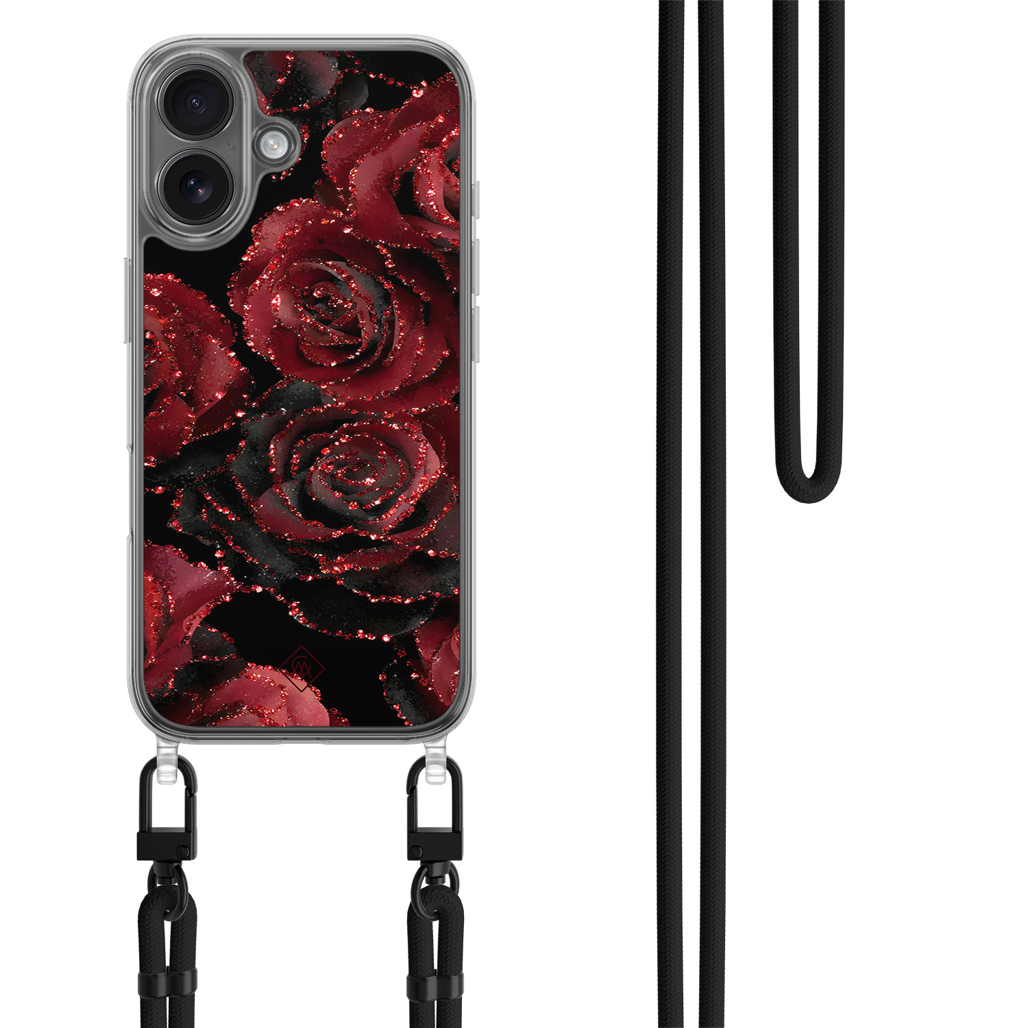 iPhone 17 hoesje met zwart koord - Rode Rozen - Casimoda.nl
