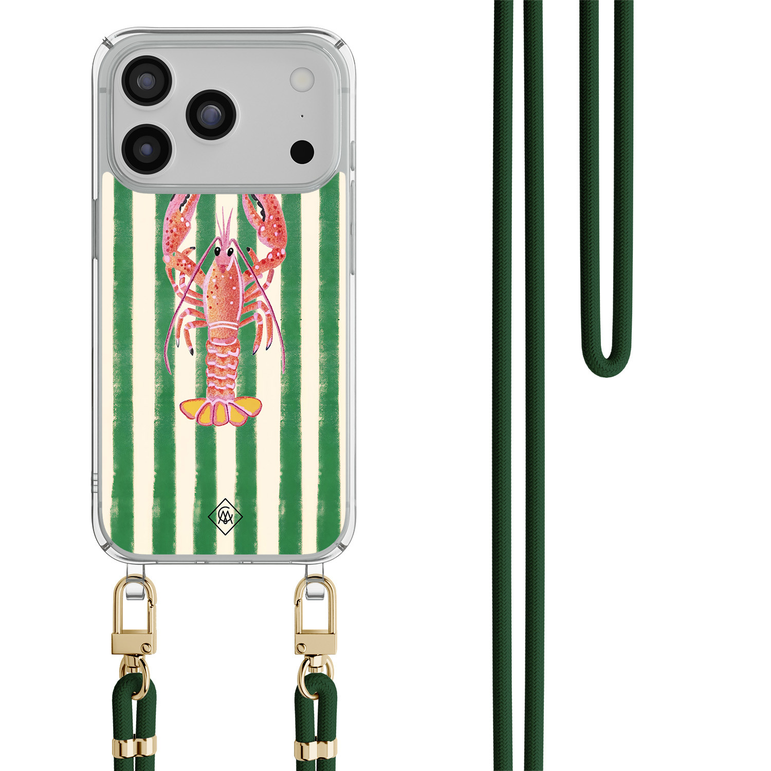 iPhone 17 Pro Max hoesje met groen koord - Kreeft - Casimoda.nl