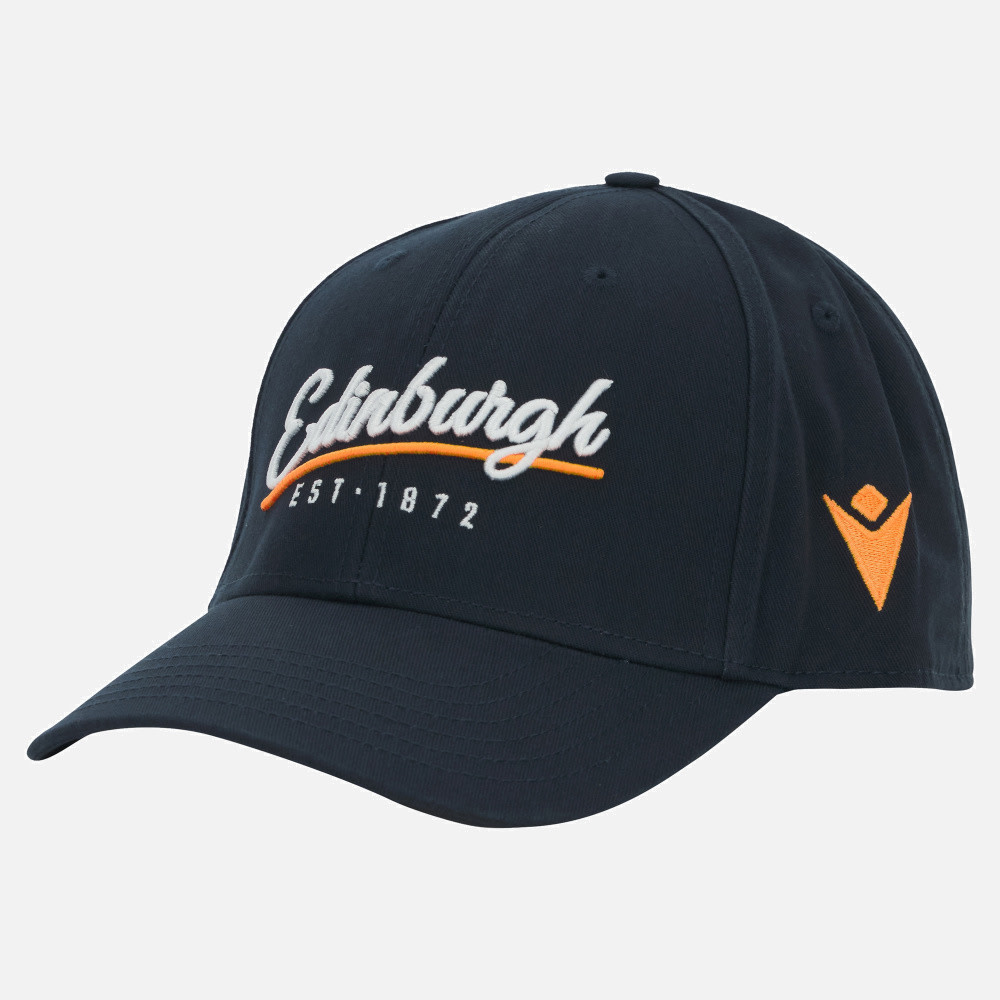 Macron Edinburgh Rugby M25/26 Curved Visor Cap (2025) Navy Orange ...