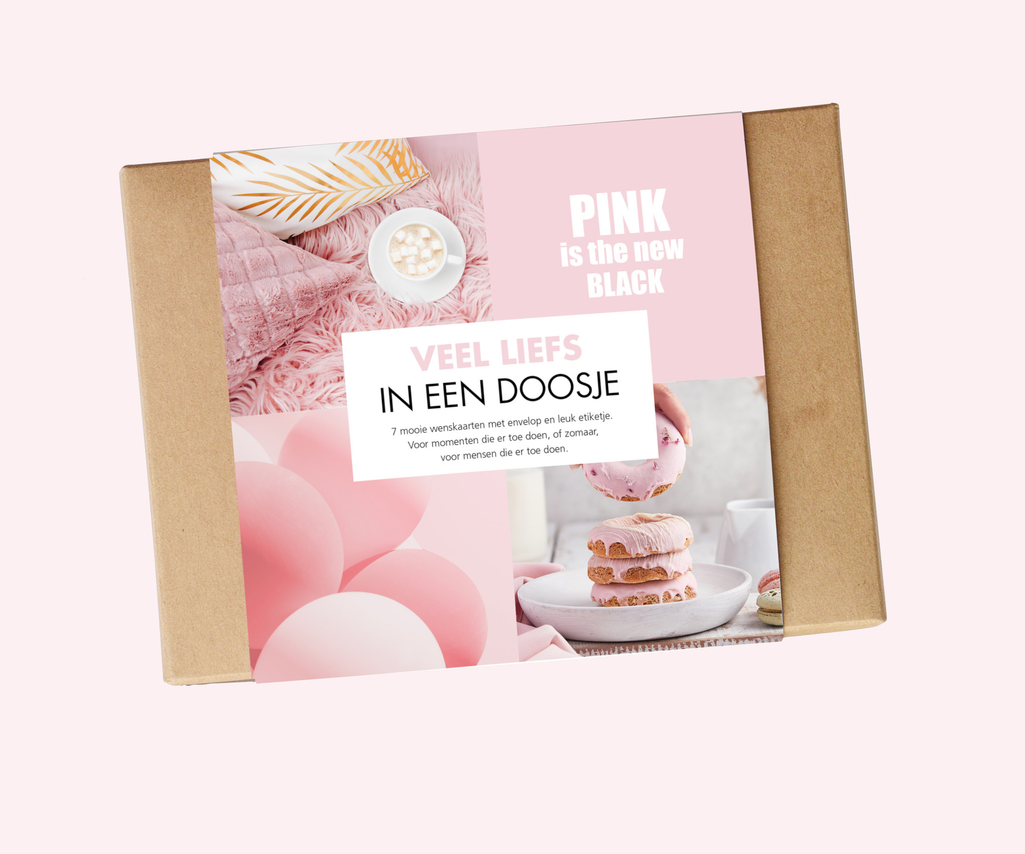 Kadodoosje wenskaarten Pink 5 st. - give-x