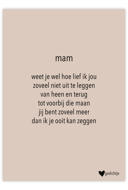 Postkaart Hartgedichtje 12 st. Mam - give-x