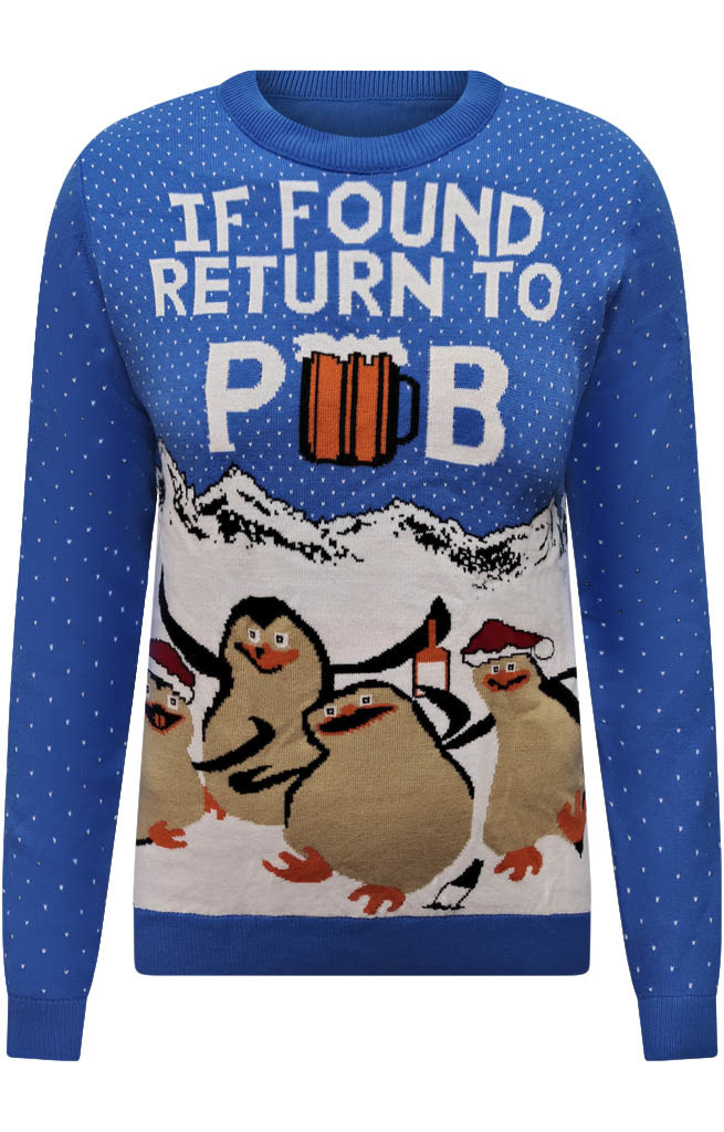 Kersttrui If Found Return To Pub Blauw - Unisex - 123kersttrui