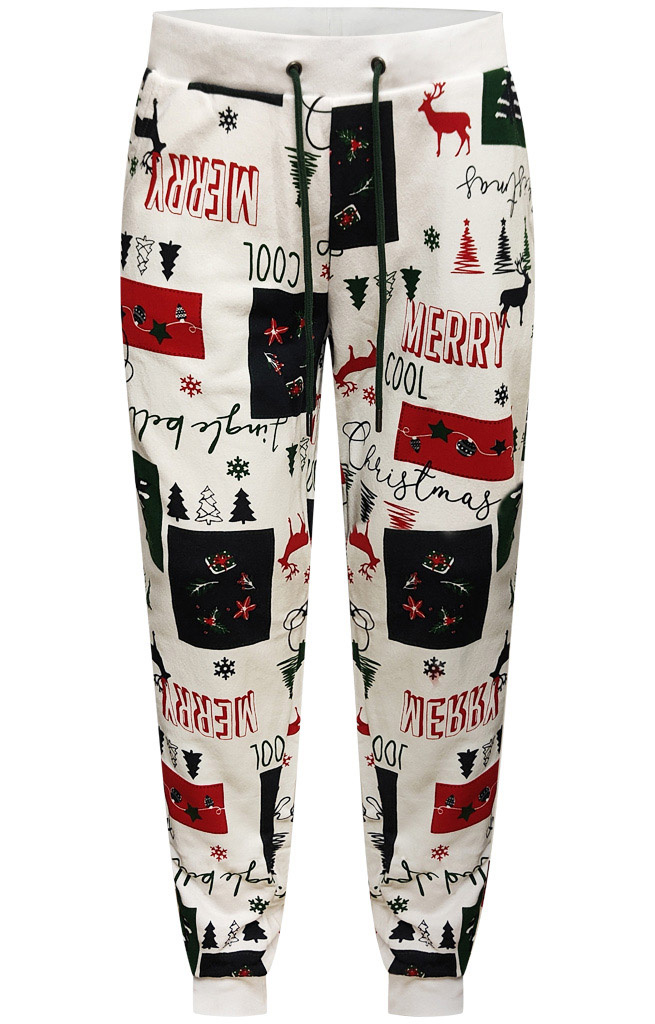 Kerst Broek Merry Christmas Vakjes Wit - Heren - 123kersttrui