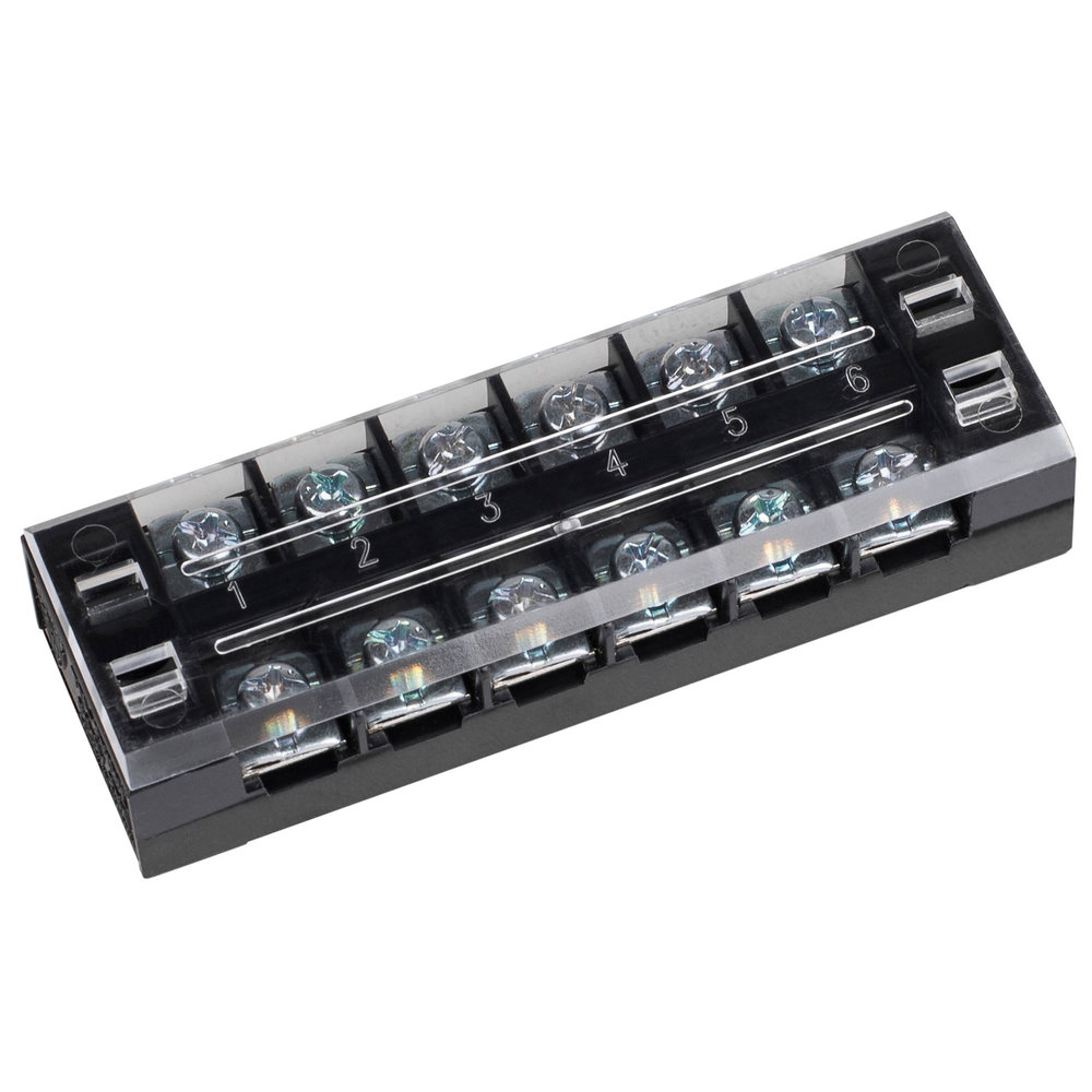 Order 6 Pole Barrier Terminal Strip with Plastic Cover - SoundImports