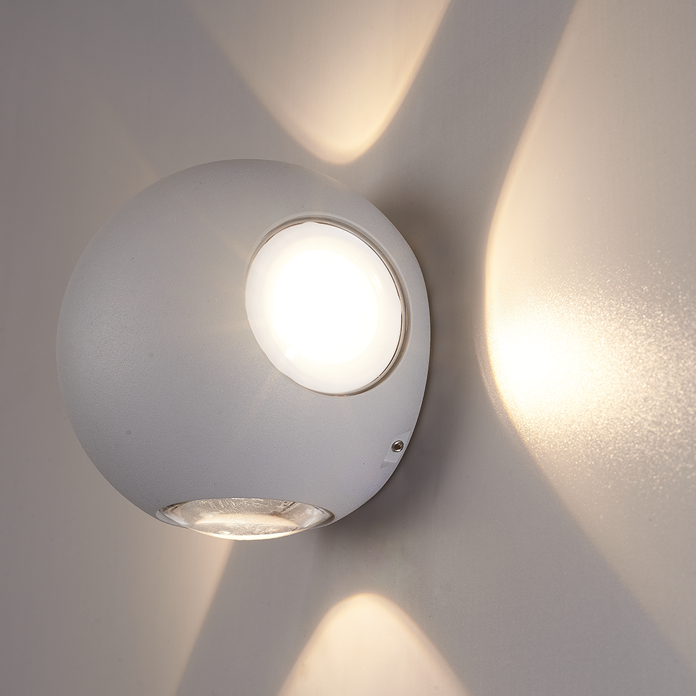 LED wall light Austin grey globe four-sided 3000K