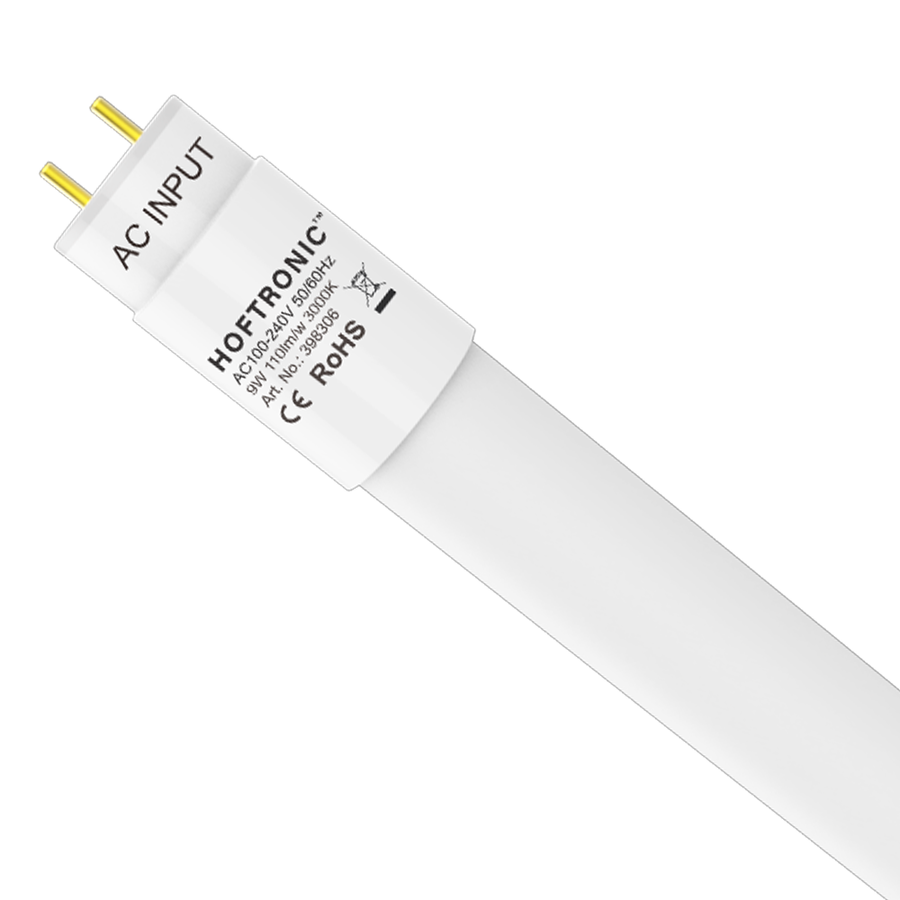 IP20 LED Leuchte 60 cm mit 1x9W 990lm 3000K 110lm/W LED Röhre