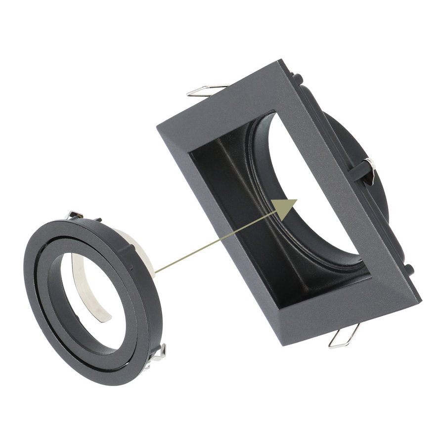 6x Durham dimmable LED spotlights - Tiltable - Square - Black - 2700K