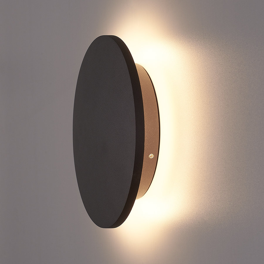 Casper XL LED wandlamp zwart - Rond - 3000K - Voor binnen en buiten