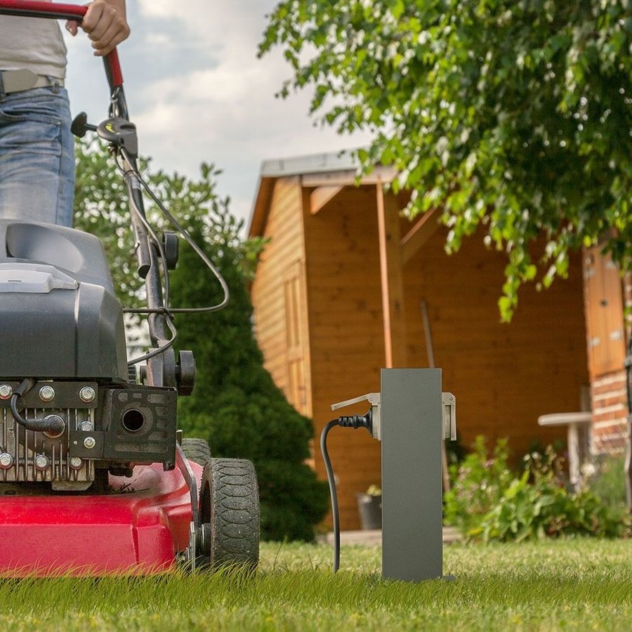 Outdoor socket pole dark grey IP44 - 2 sockets