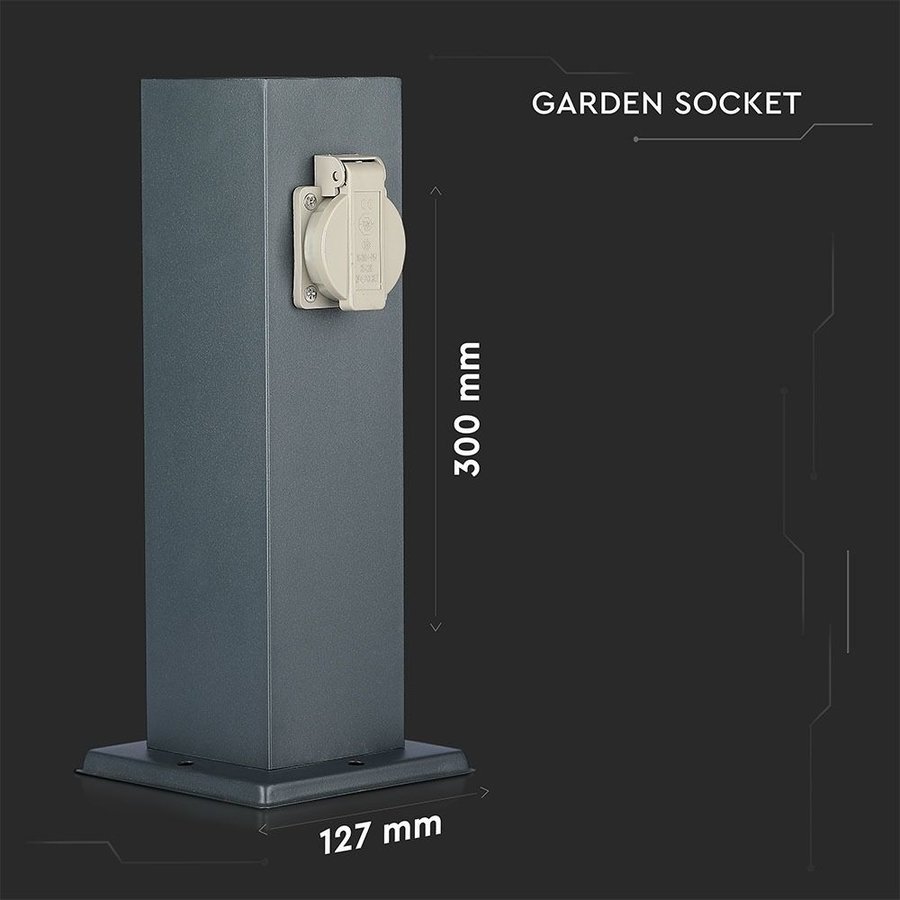 Outdoor socket pole dark grey IP44 - 2 sockets