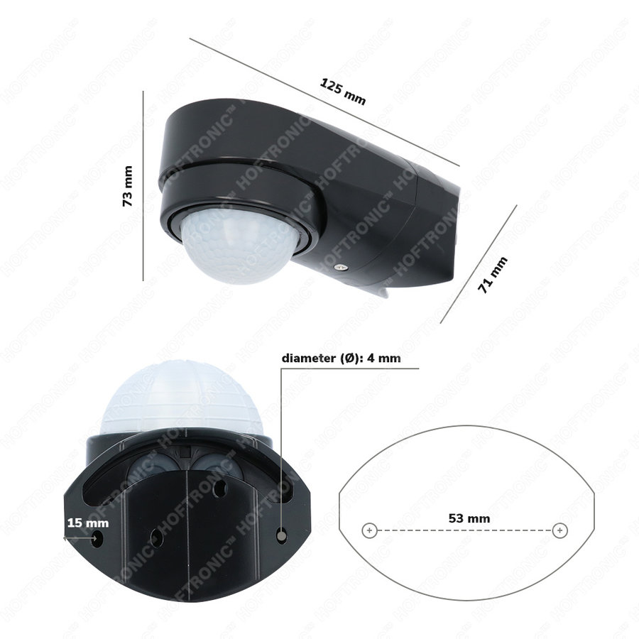 PIR motion sensor 240° range 10m Max. 600 Watt surface mounted IP65