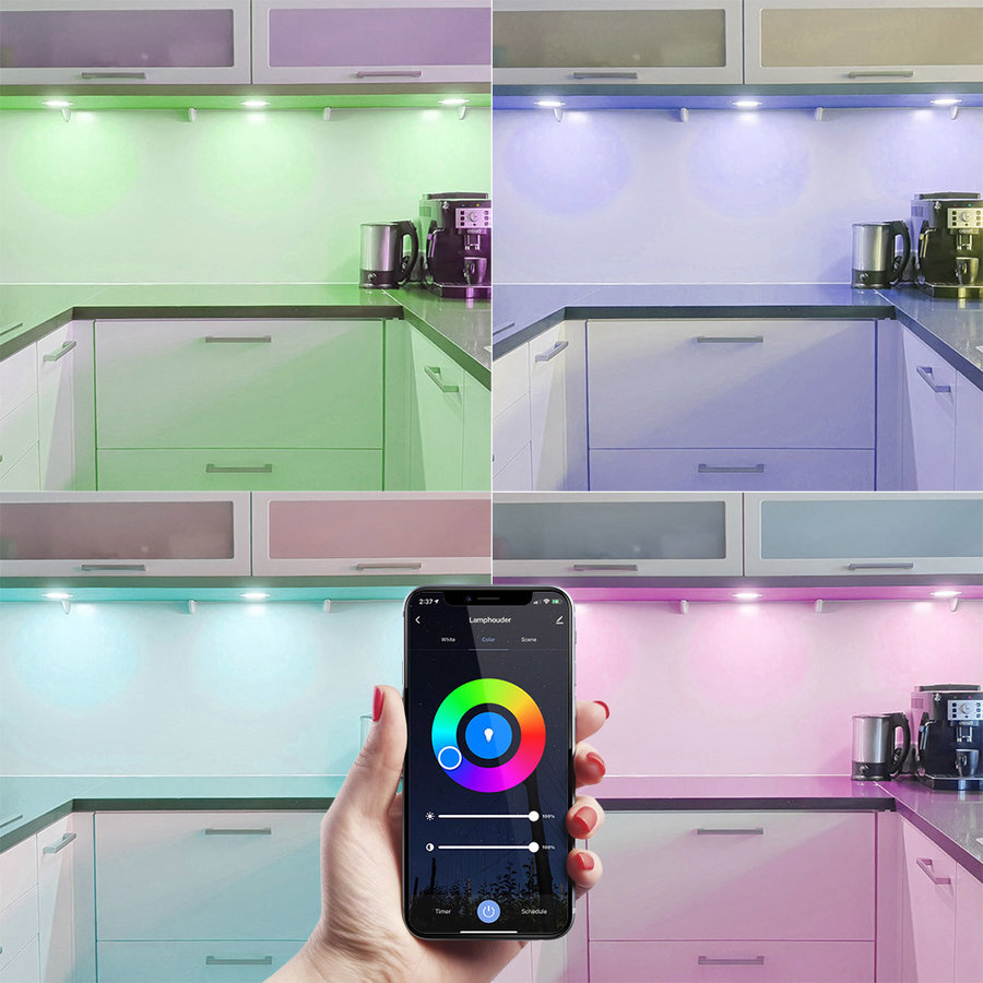 Smart LED downlight black Napels 8 Watt RGBWW tiltable IP65