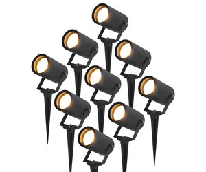 9x Spikey LED Prikspot 5 Watt 400lm 2700K zwart IP65 waterdicht