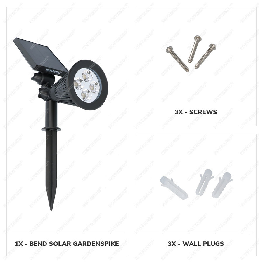 Bend LED Solar Light with Spike 3000K warm white IP65