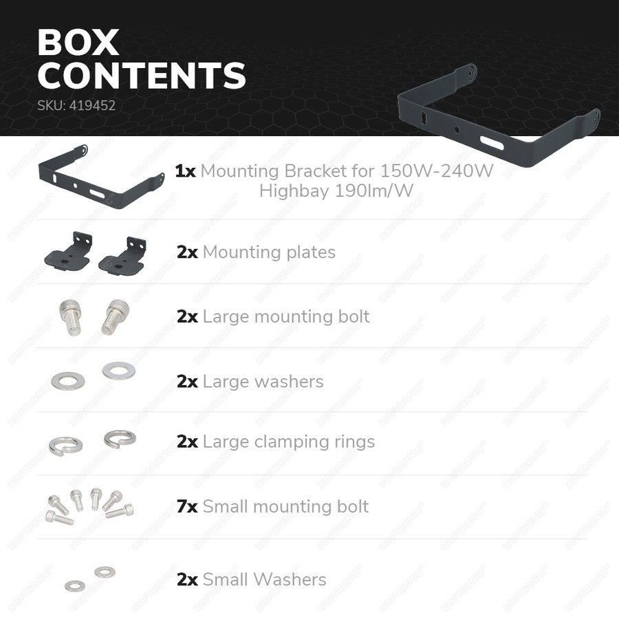 Aluminum mounting bracket for 150-240W HOFTRONIC™ LED Highbay