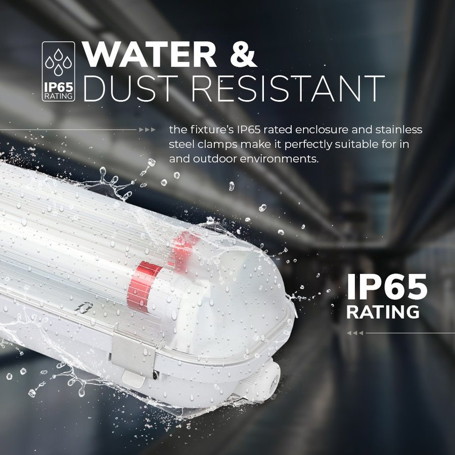 LED Waterproof fixture IP65 150 cm 6000K 2x30W 10500lm 175lm/W