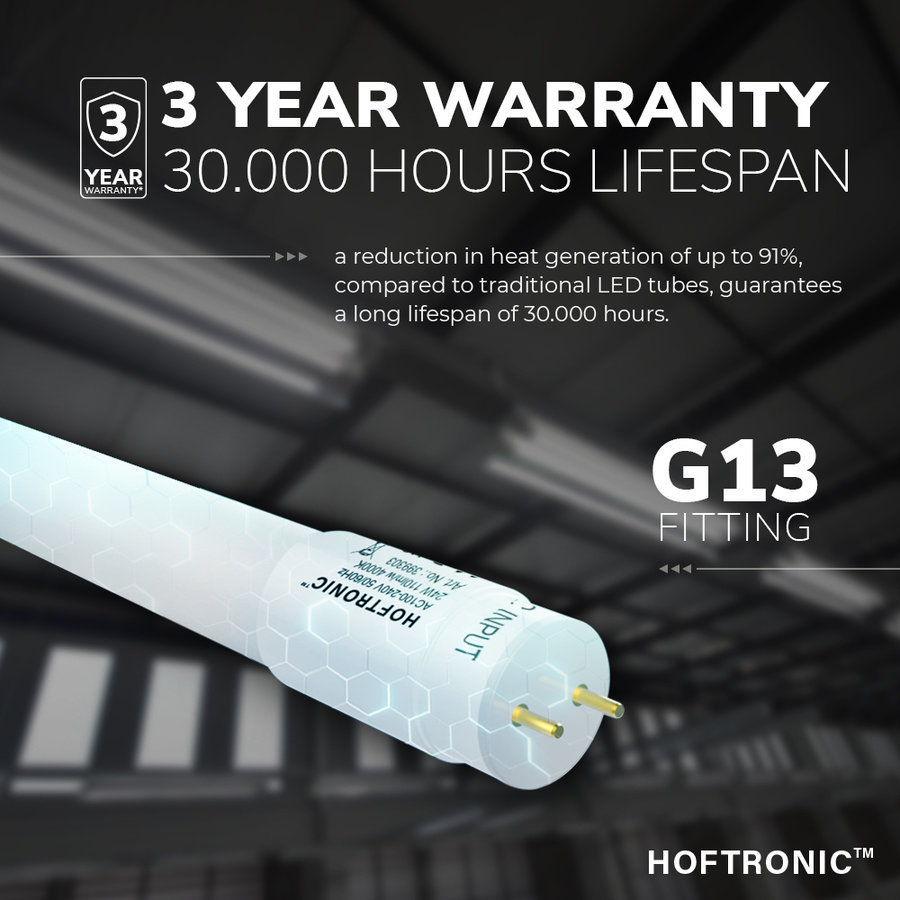 IP20 LED Fixture 60 cm incl. 2x9W 1980lm 4000K 110lm/W LED Tube