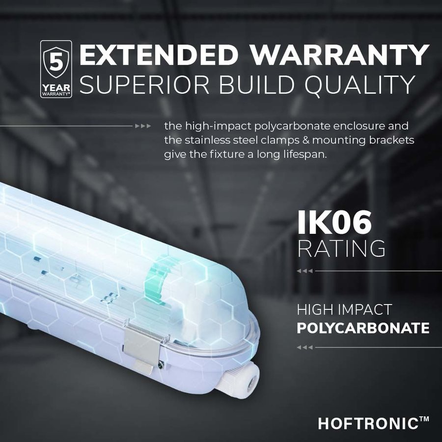 LED Waterproof fixture IP65 150 cm 3000K 30W 4800lm 160lm/W