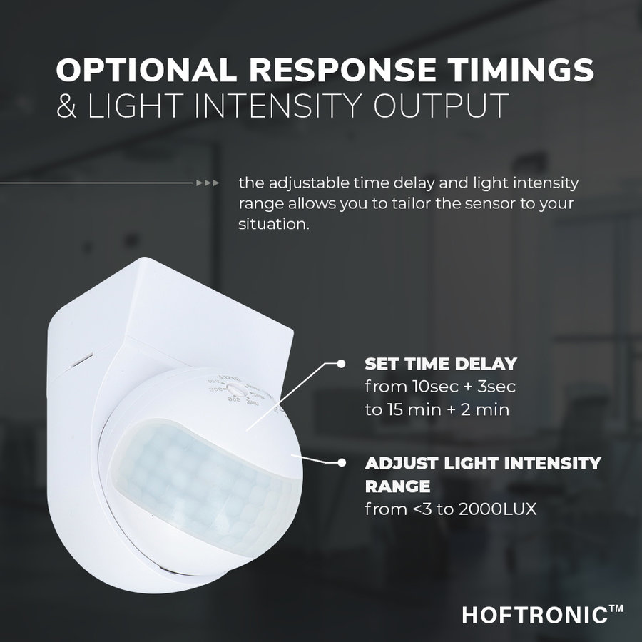 PIR motion sensor 180° 12m range Max. 400 Watt IP44 surface mounting