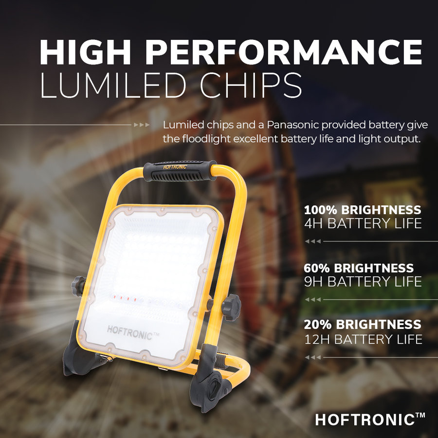 LED Worklight 50 Watt 6400K IP65- Adjustable work lamp with battery